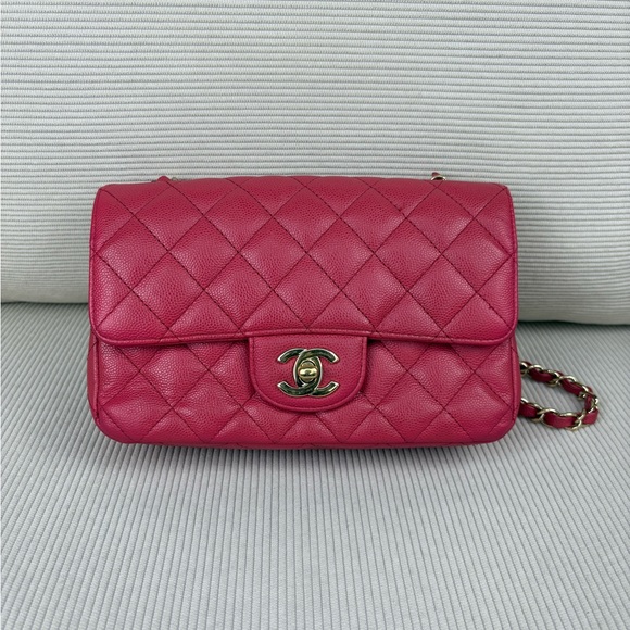 CHANEL Bags Chanel Dark Pink Caviar Mini Rectangular Flap Bag Ghw chanel-bags-chanel-dark-pink-caviar-mini-rectangular-flap-bag-ghw